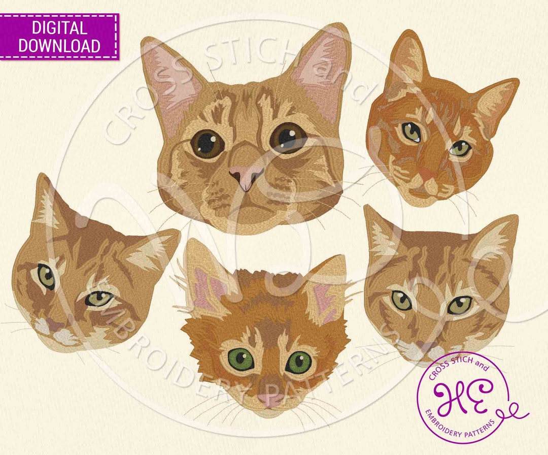 Orange Tabby Cat Embroidery Designs, Machine Embroidery Pattern ...