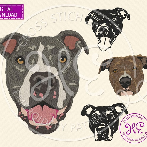 Instant Download Pit Bull Machine Embroidery Design - Etsy
