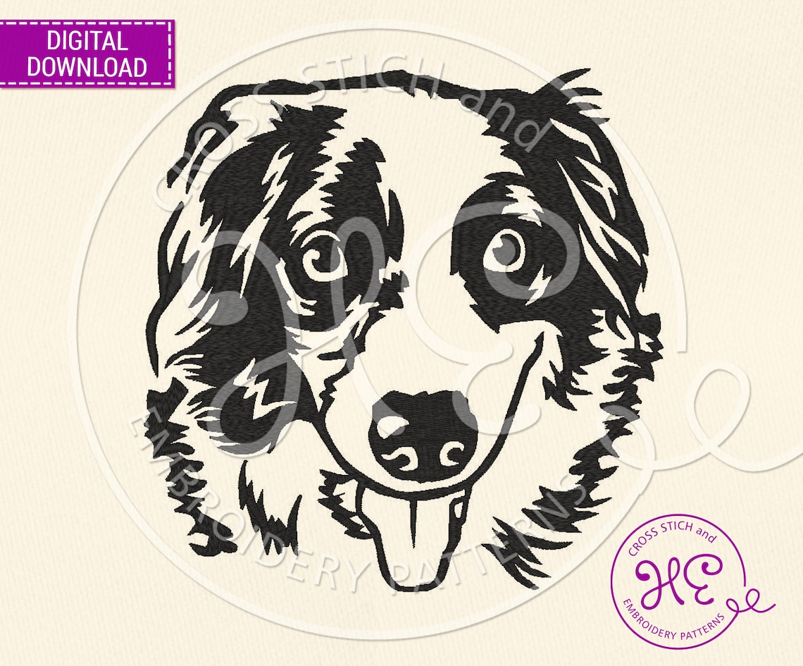 Australian Shepherd Embroidery Design Machine Embroidery - Etsy