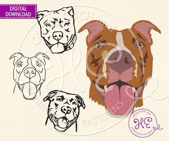 Pit Bull Embroidery Design Machine Embroidery Pattern - Etsy