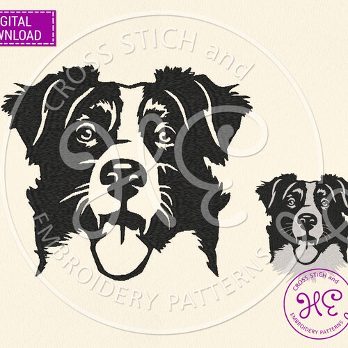 Border Collie Embroidery Machine Designs Animal Pattern - Etsy