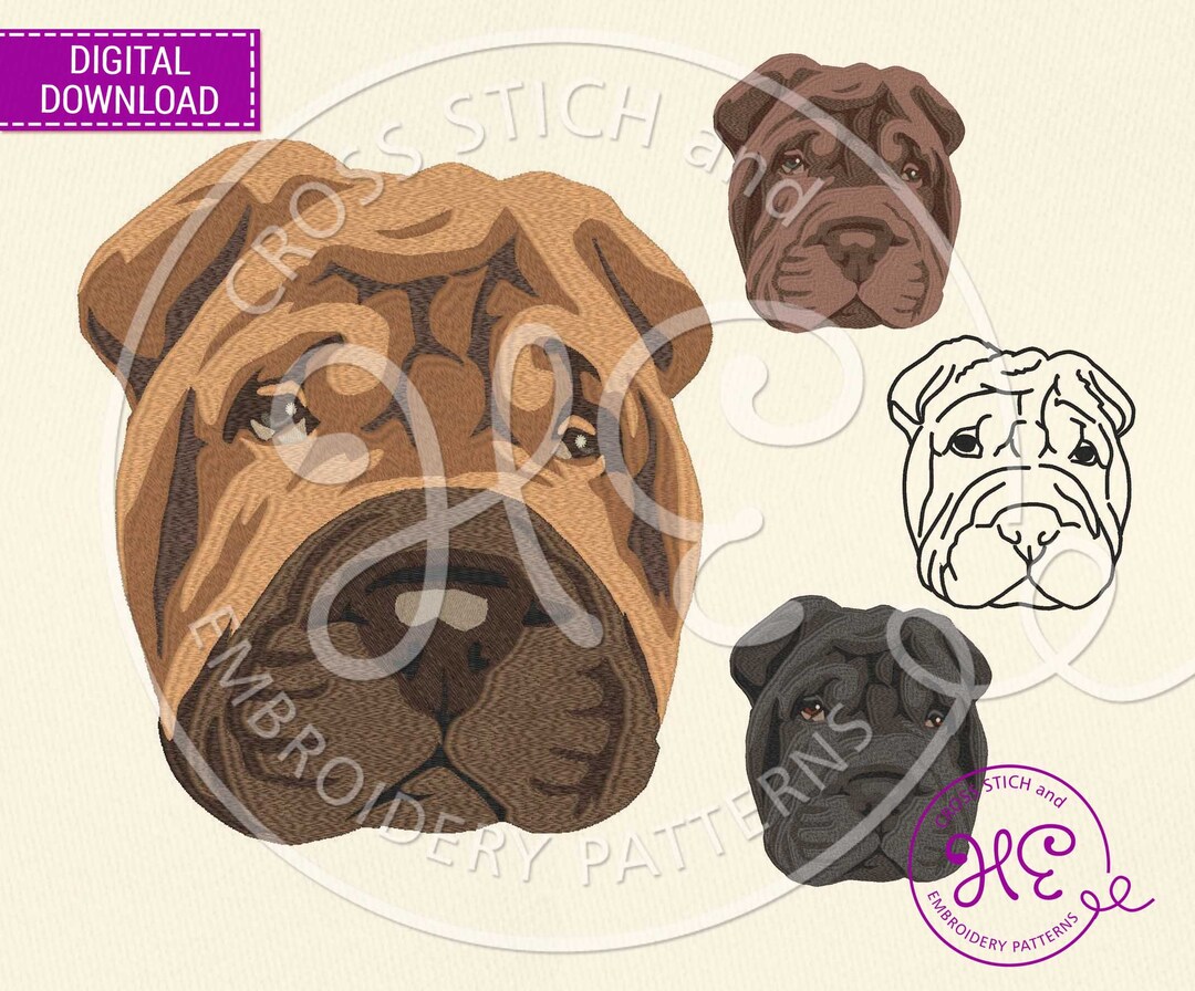Shar Pei Embroidery Designs, Embroidery Pattern for Machine, Download ...
