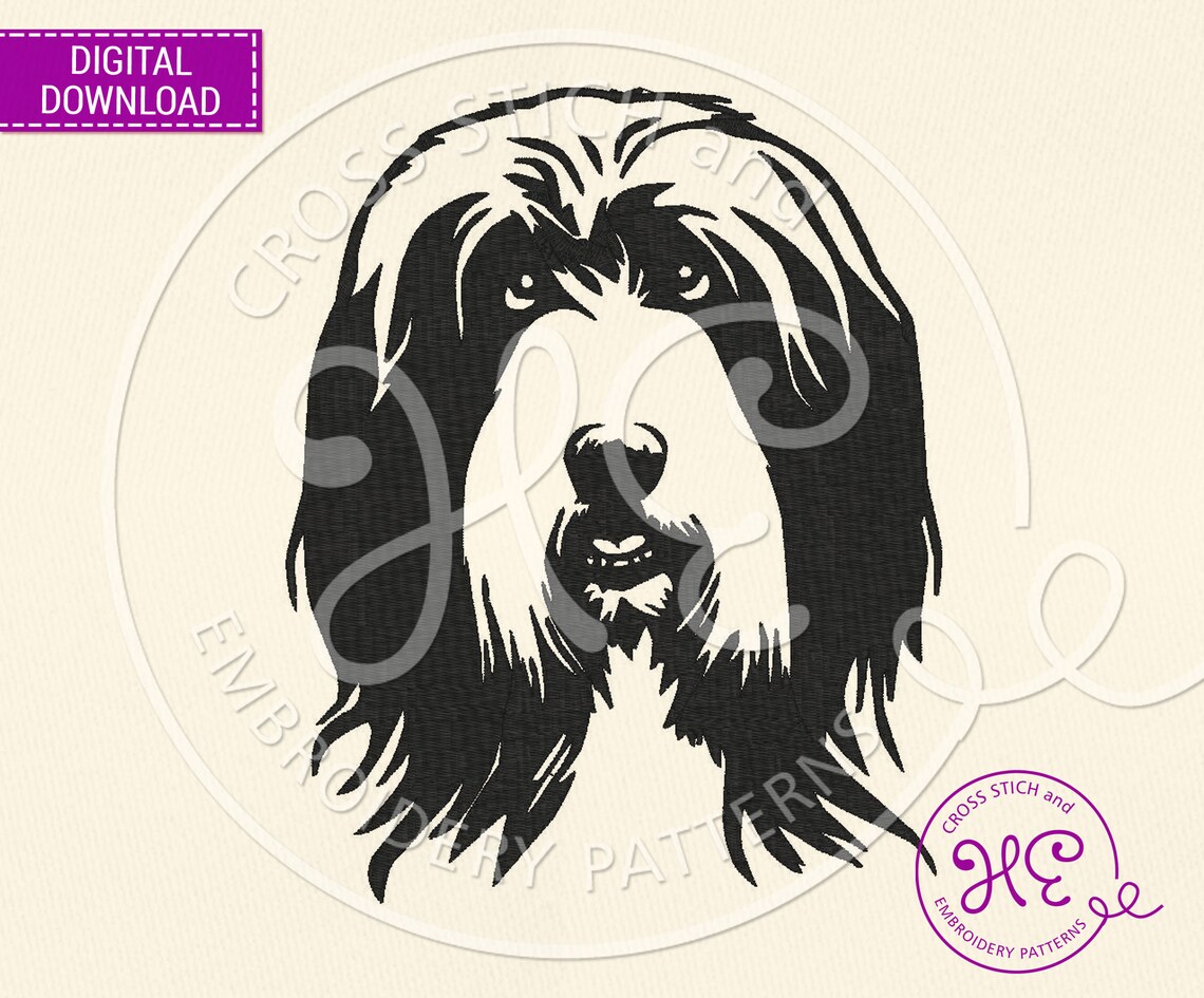 Bearded Collie Embroidery Designs Pet Portrait Embroidery - Etsy