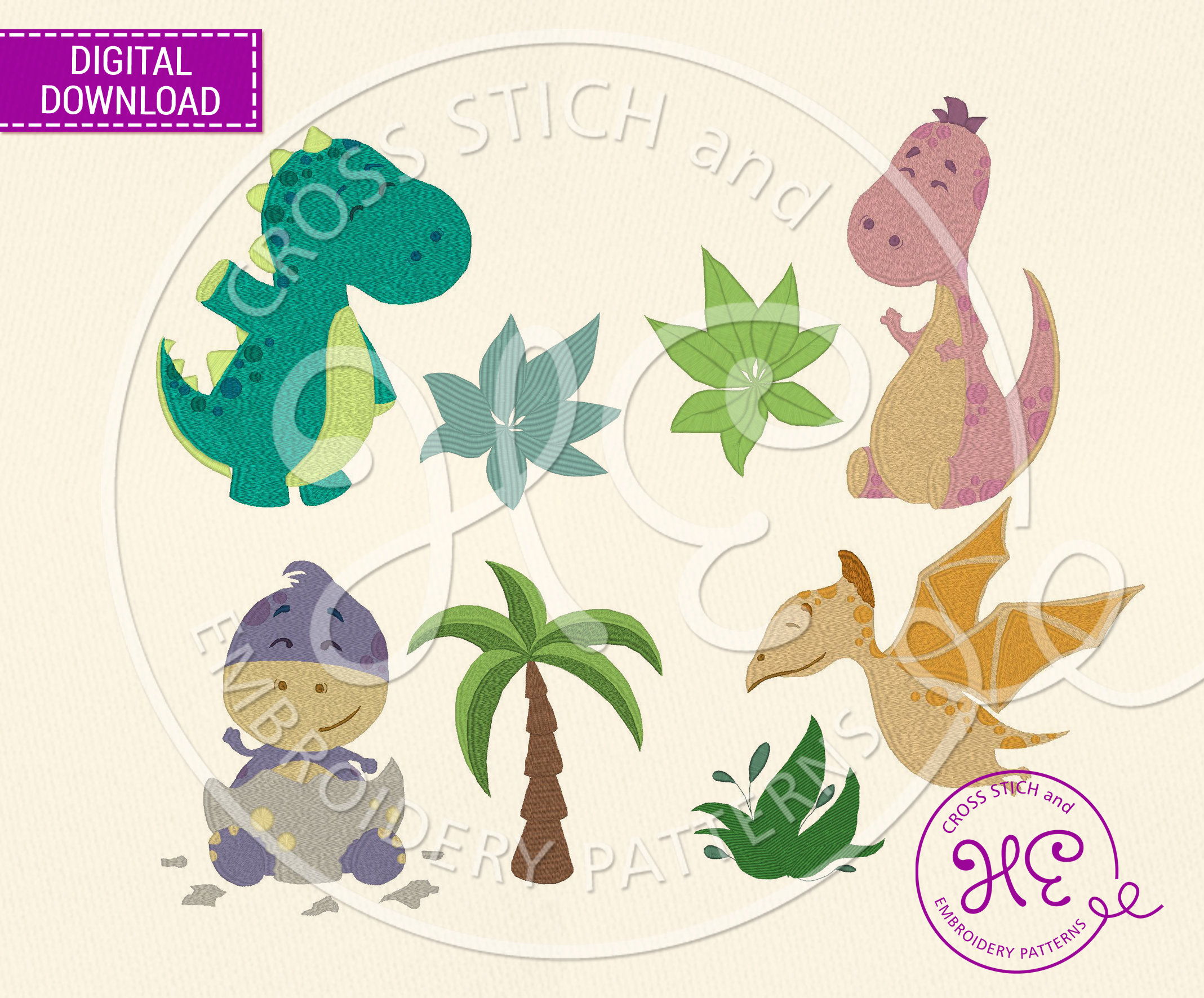 Dinosaur Embroidery Design, Embroidery Pattern for Machine, Download ...