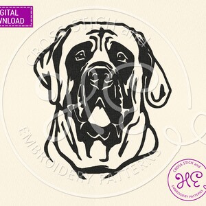 English Mastiff Dog Embroidery Designs, Machine Embroidery Pattern ...