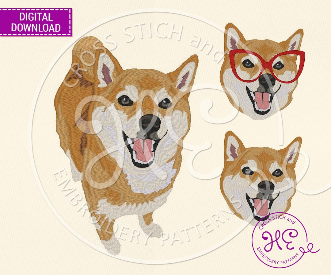Shiba Inu Dog Embroidery Design, Pattern for Machine, Download, Akita ...