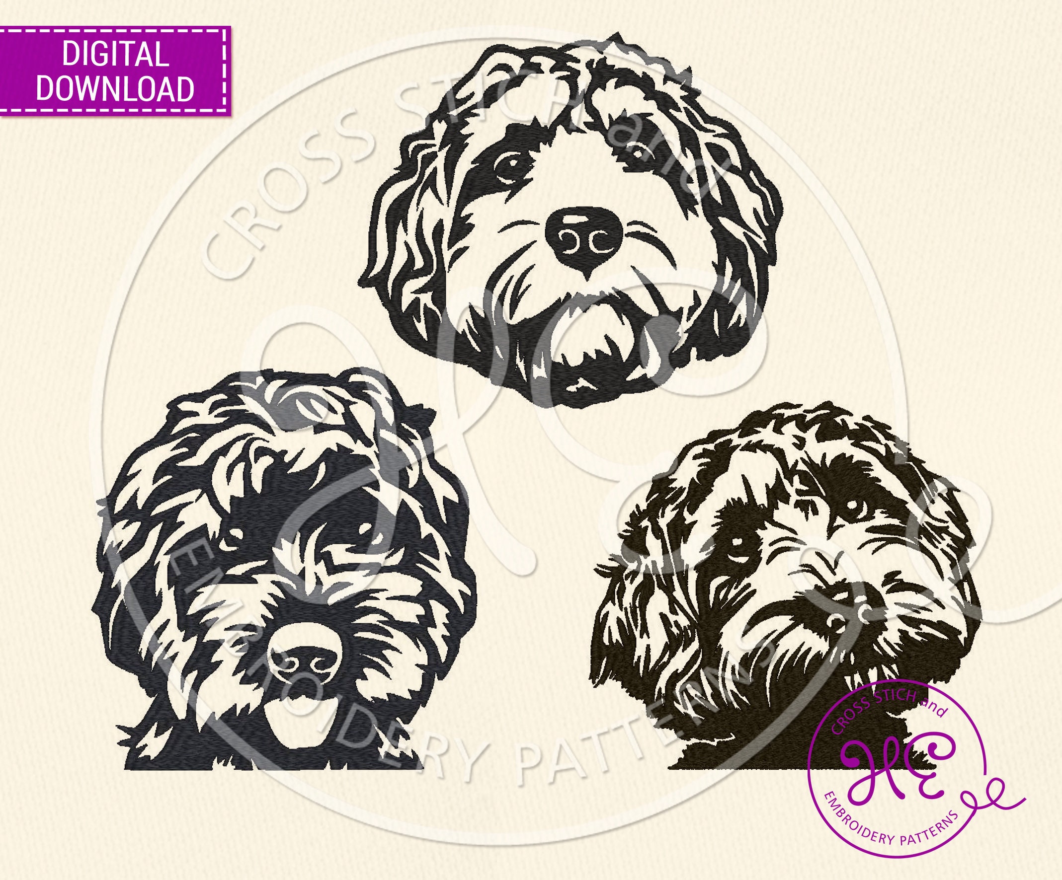 Labradoodle Dog Embroidery Designs Machine Embroidery | Etsy