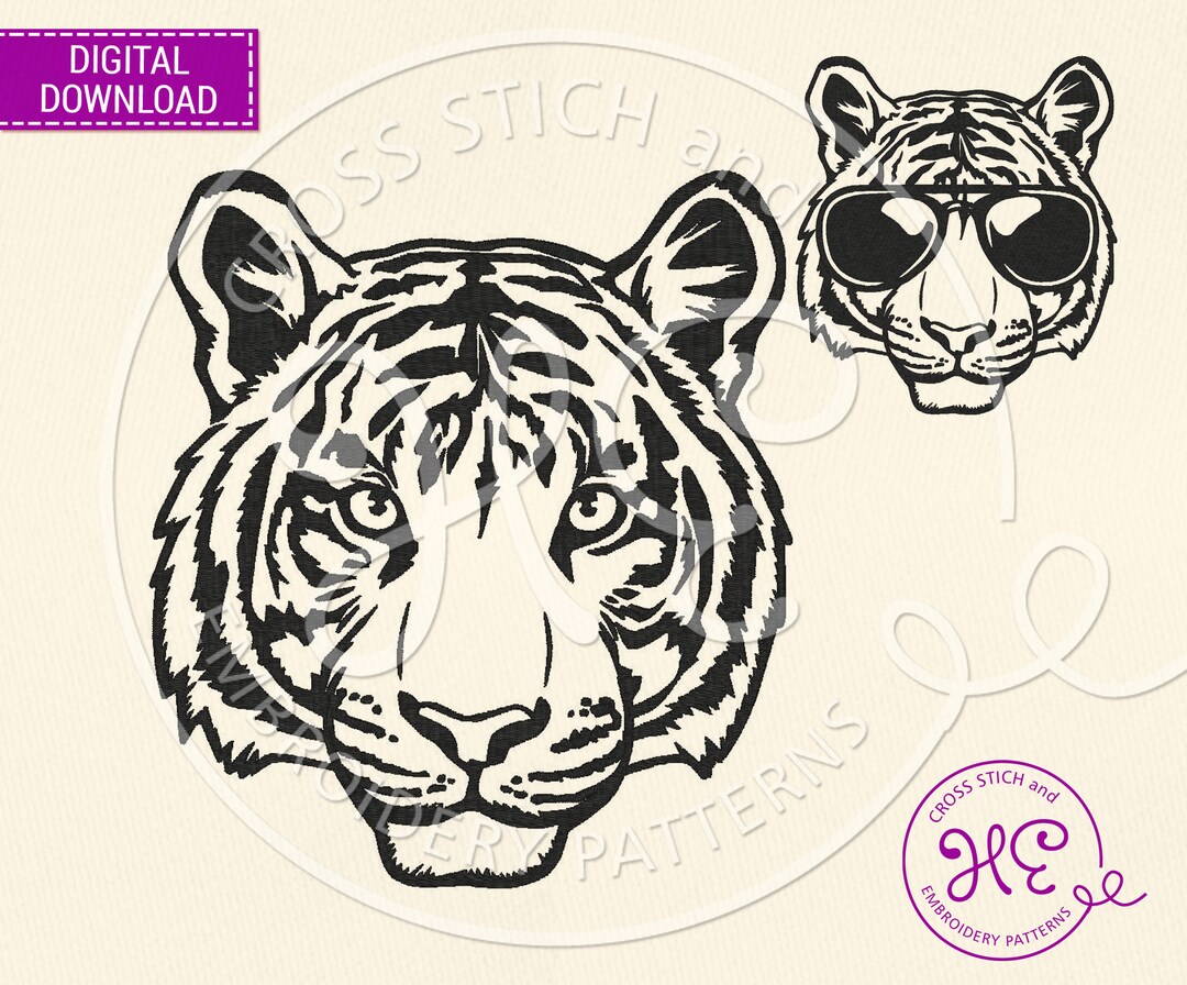 Tiger Head Embroidery Designs, Machine Embroidery Pattern, Instant ...