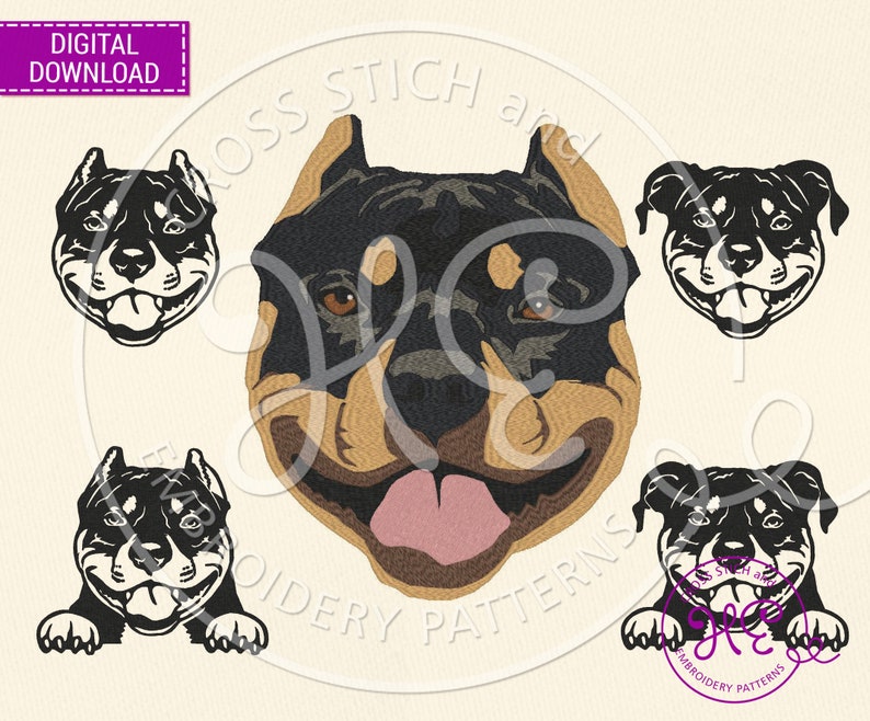 Cute American Bulldog Embroidery Designs Embroidery Pattern - Etsy
