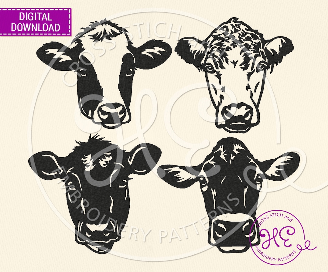 Cow Head Embroidery Design, Pattern for Machine, Download, Dairy ...