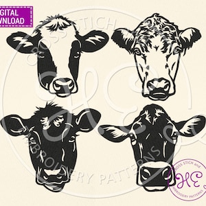 Cow Head Embroidery Design, Pattern for Machine, Download, Dairy ...