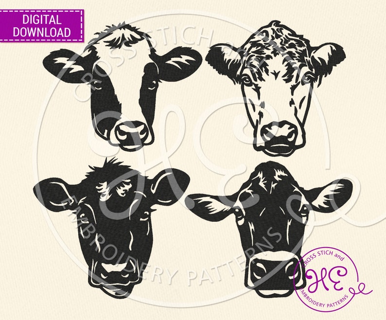 Cow Head Embroidery Design Pattern for Machine Download - Etsy