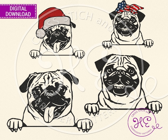 Pug Embroidery Design Embroidery Pattern for Machine - Etsy