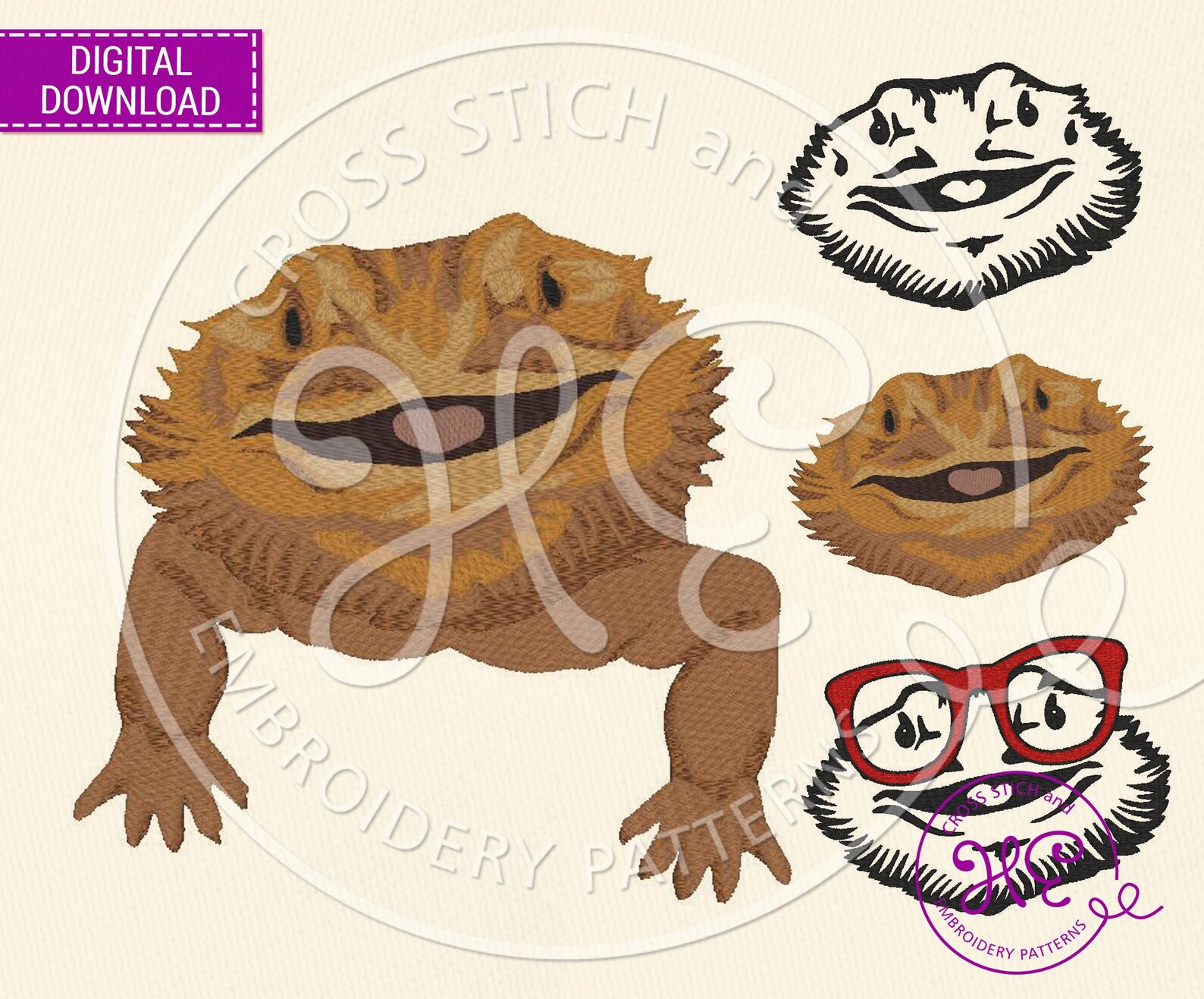 Bearded Dragon Embroidery Designs, Pattern for Machine, Download, Cute ...