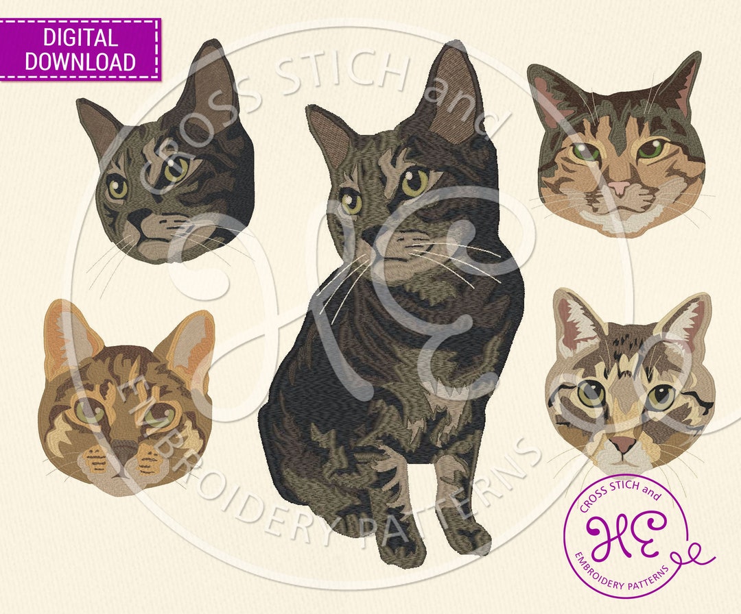 Tabby Cat Embroidery Designs, Machine Embroidery Pattern, Digital ...