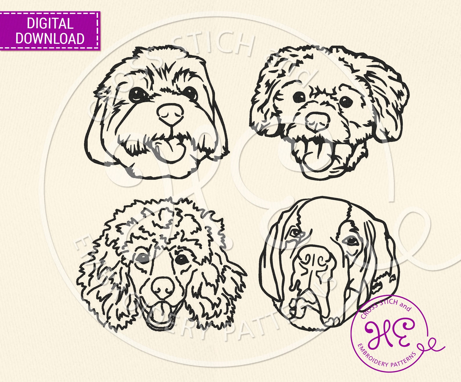 Dog Embroidery Design Bundle, Machine Embroidery Pattern, Instant ...
