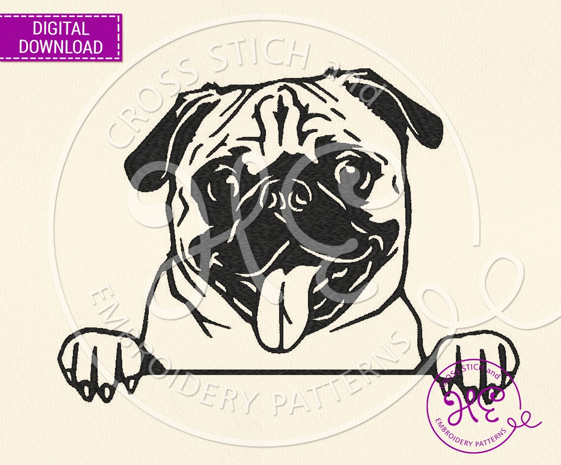Pug Embroidery Design Embroidery Pattern for Machine - Etsy