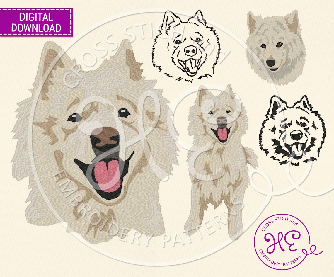 Samoyed Dog Embroidery Designs Machine Embroidery Pattern - Etsy