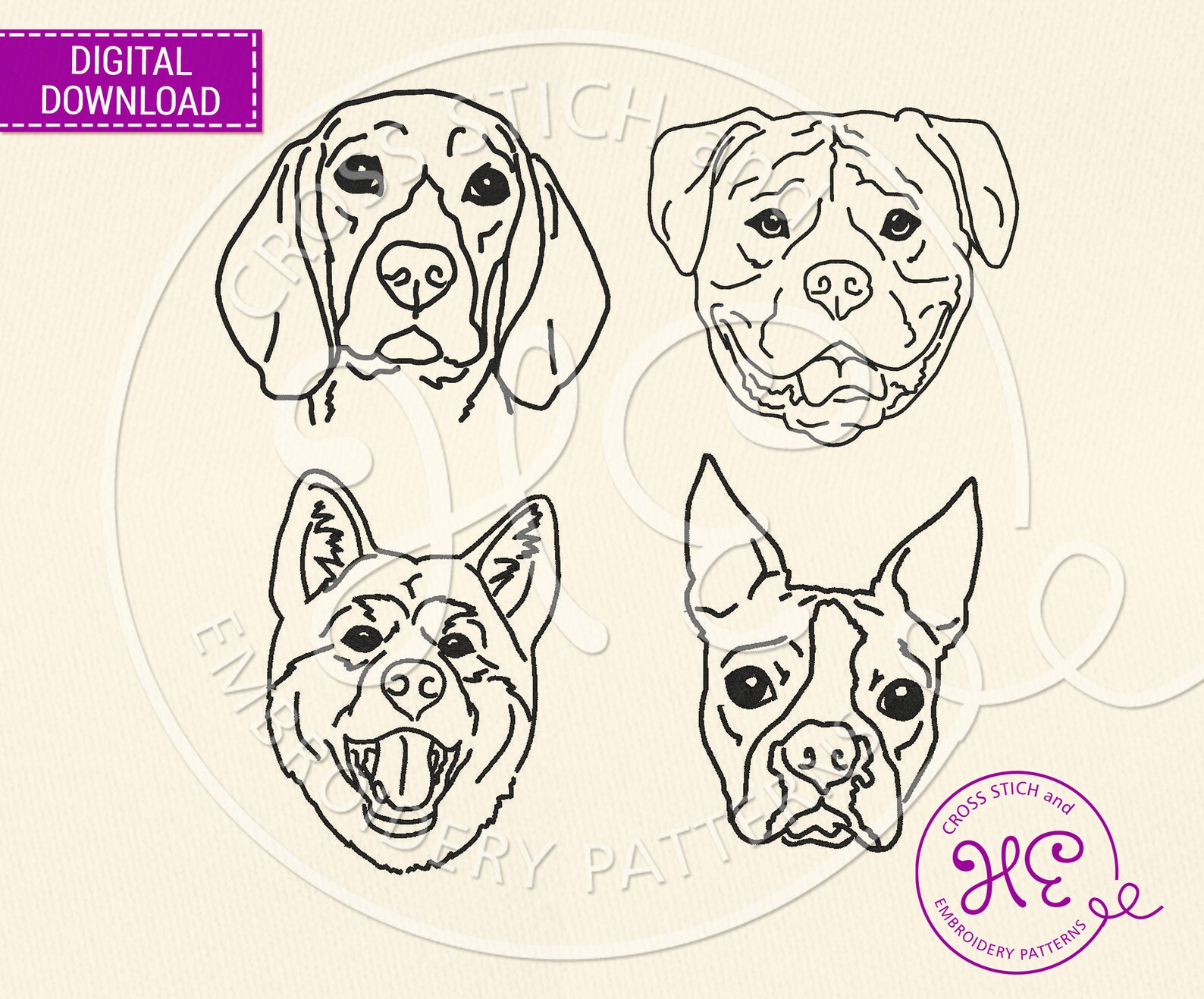 Dog Embroidery Design Bundle, Machine Embroidery Pattern, Instant ...