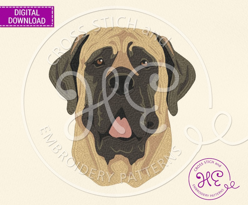 English Mastiff Dog Embroidery Designs Machine Embroidery - Etsy