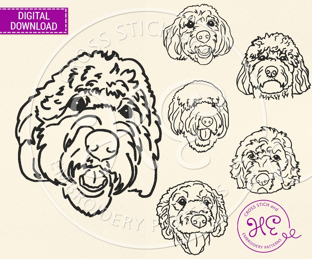 Doodle Dog Outline Sketch Embroidery Designs, Embroidery Pattern for ...