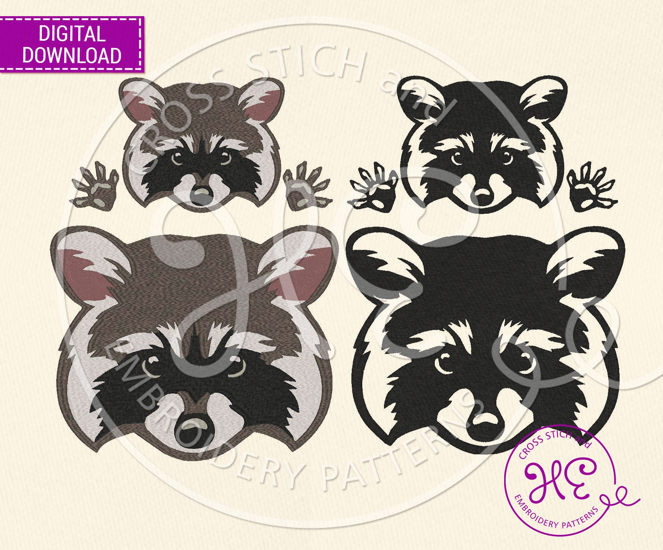 Raccoon Embroidery Design Machine Embroidery Pattern - Etsy