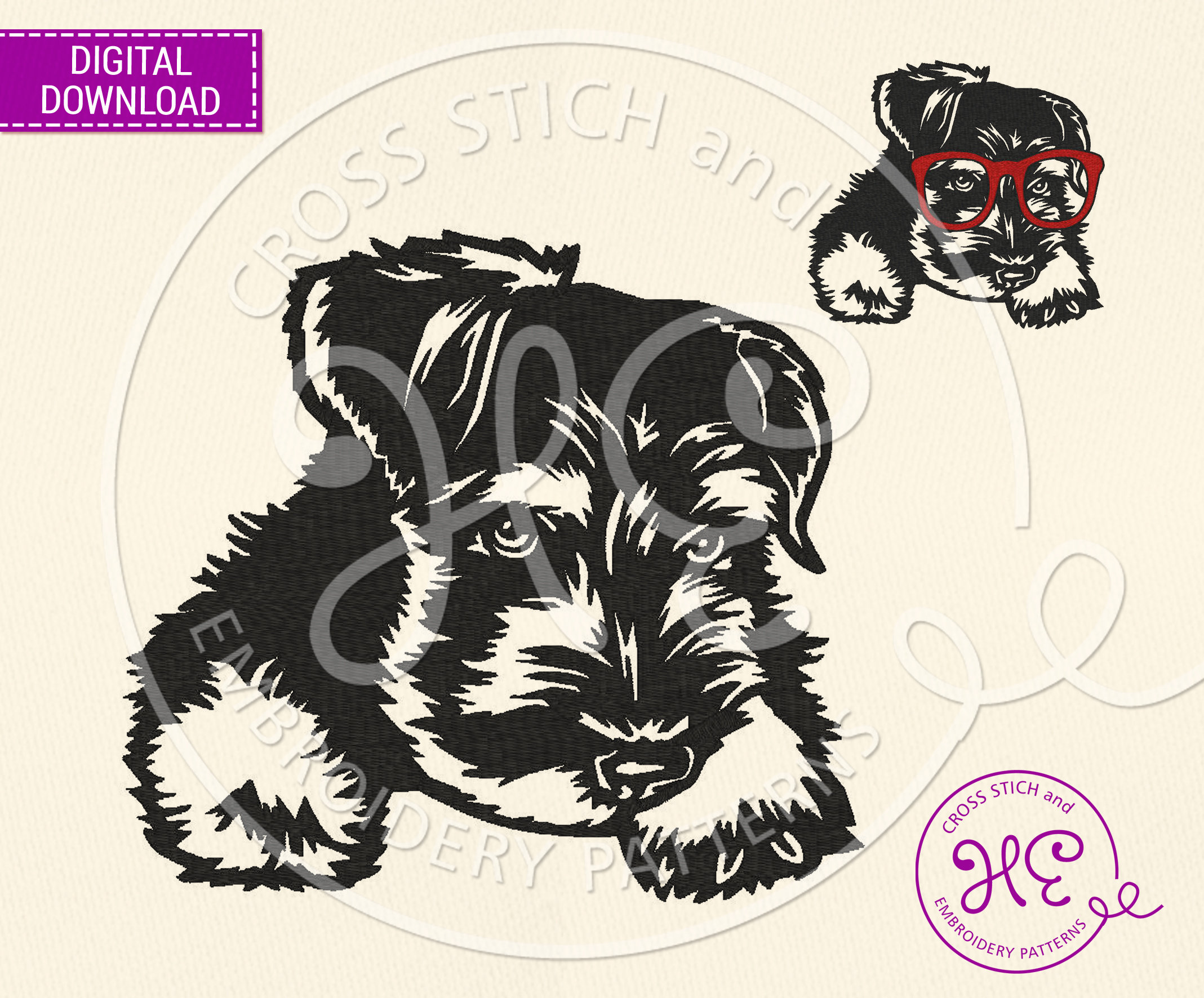 Miniature Schnauzer Embroidery Design, Machine Embroidery Pattern ...
