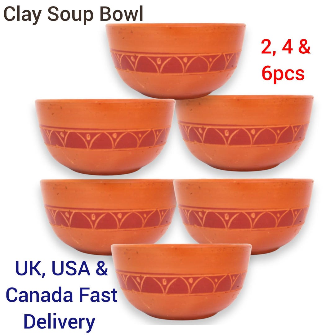 New Luxury Look Clay Soup/salad Bowl Set for Home Table Décor Pot ...