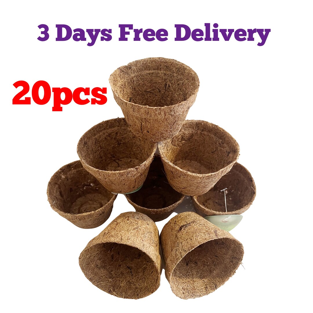 20PCS 8 Cm Coconut Coir Fibre Eco-friendly Pots, Natural Biodegradable ...