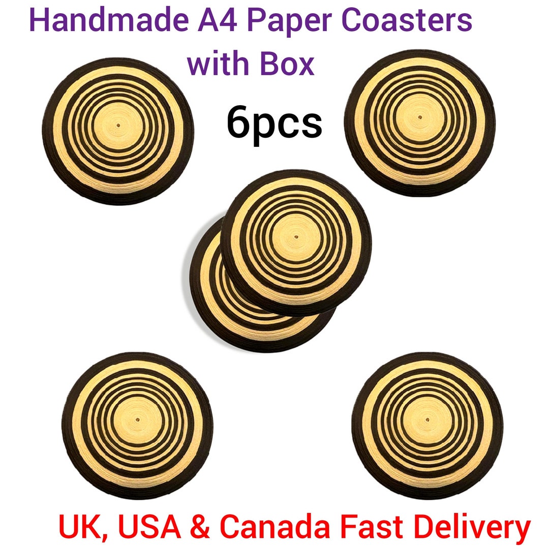 Eco-friendly Handmade Round A4 Paper COASTERS With Box, 6PCS Home Hotel ...