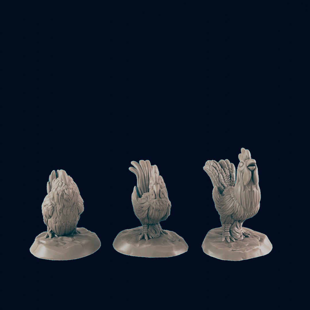 Chicken Minis - 3D Printed Model 28/32mm Scale RPG Fantasy Games D&D ...