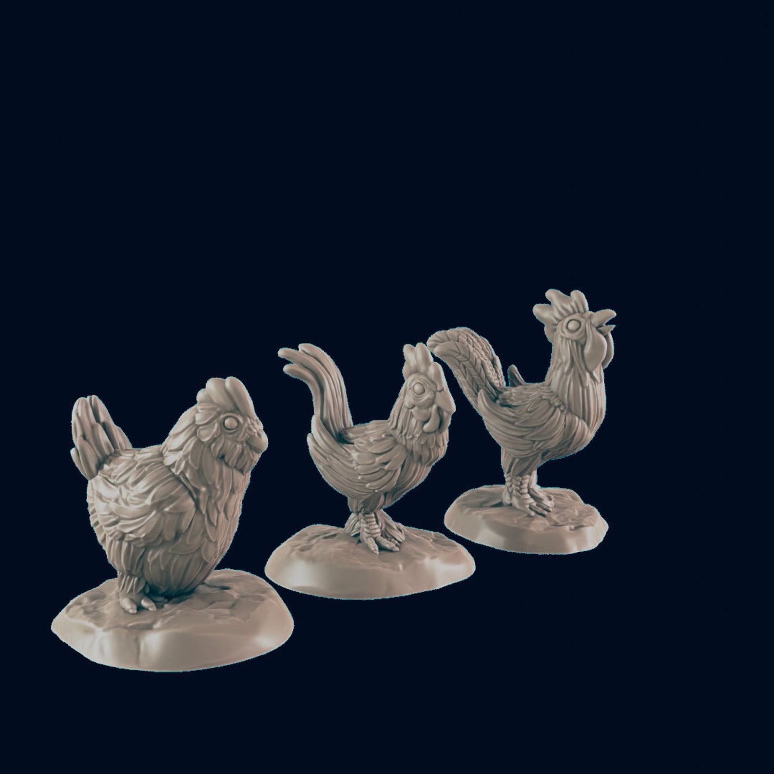 Chicken Minis - 3D Printed Model 28/32mm Scale RPG Fantasy Games D&D ...