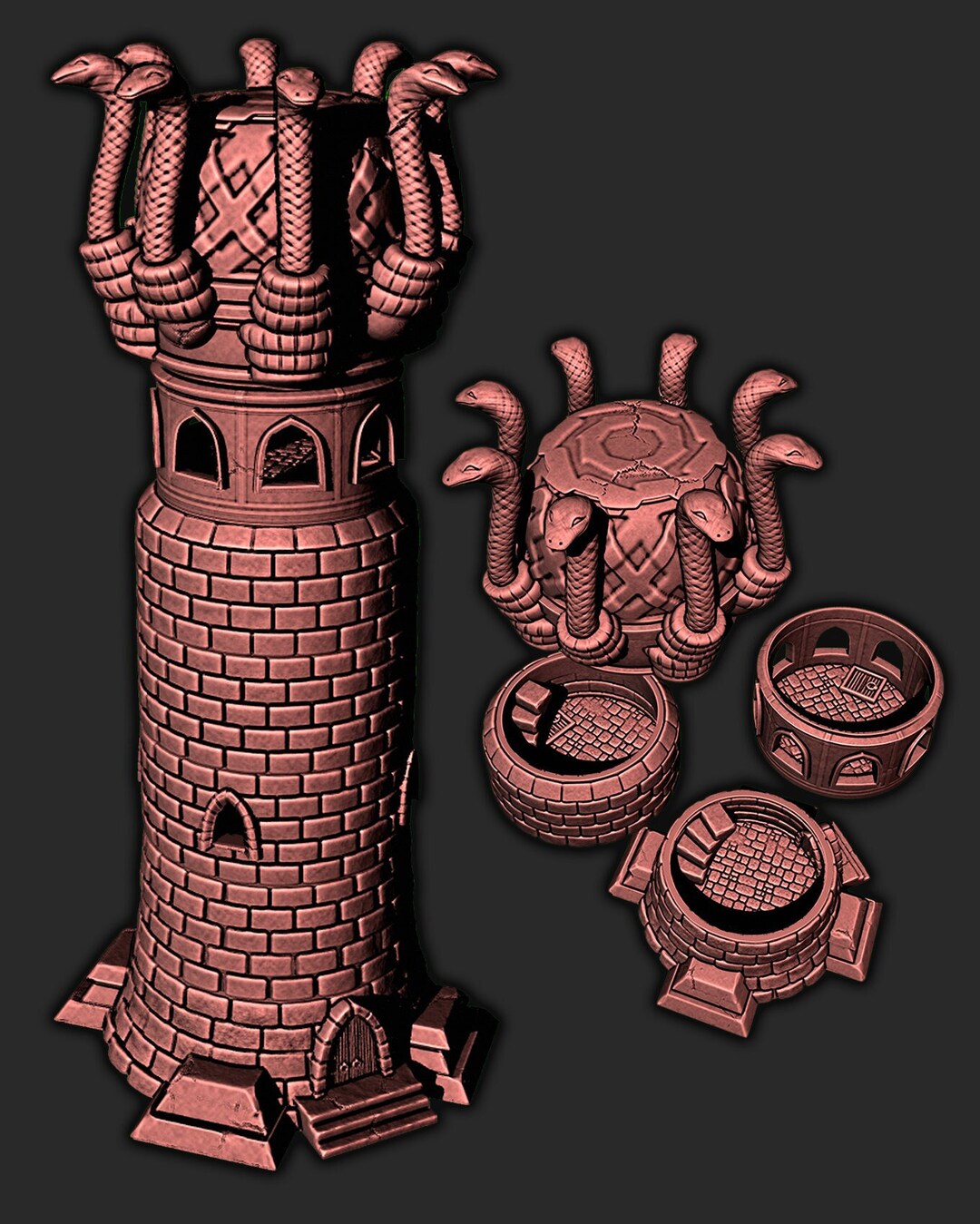 Tower of the Snake: 3D Printed RPG Terrain - 28/32mm Scale - Etsy