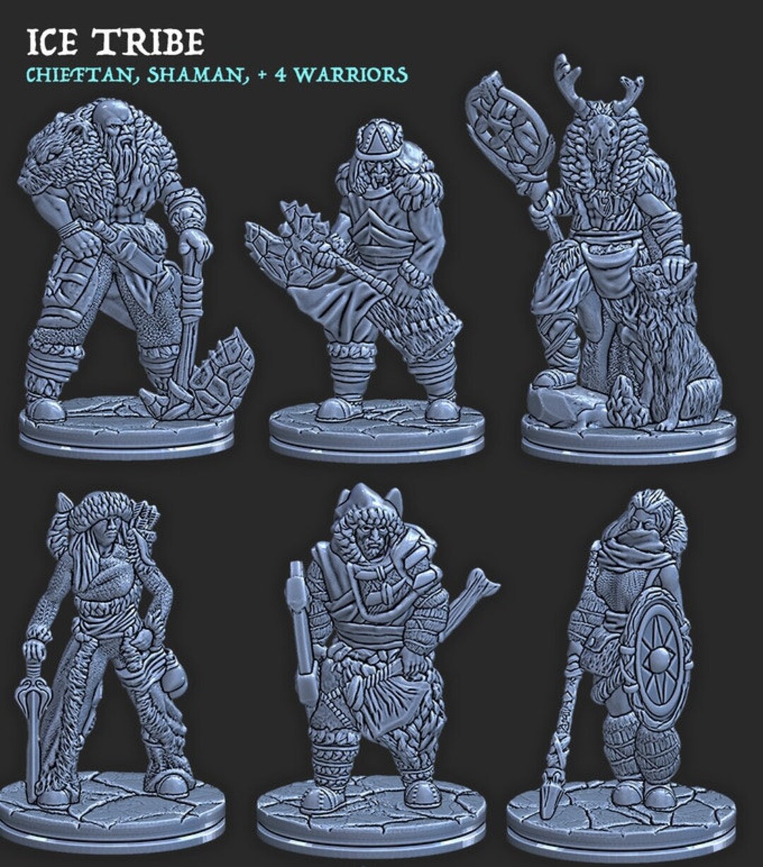 Ice Tribe Minis: 28mm 3D Printed RPG Miniatures - D&D, Pathfinder - Etsy