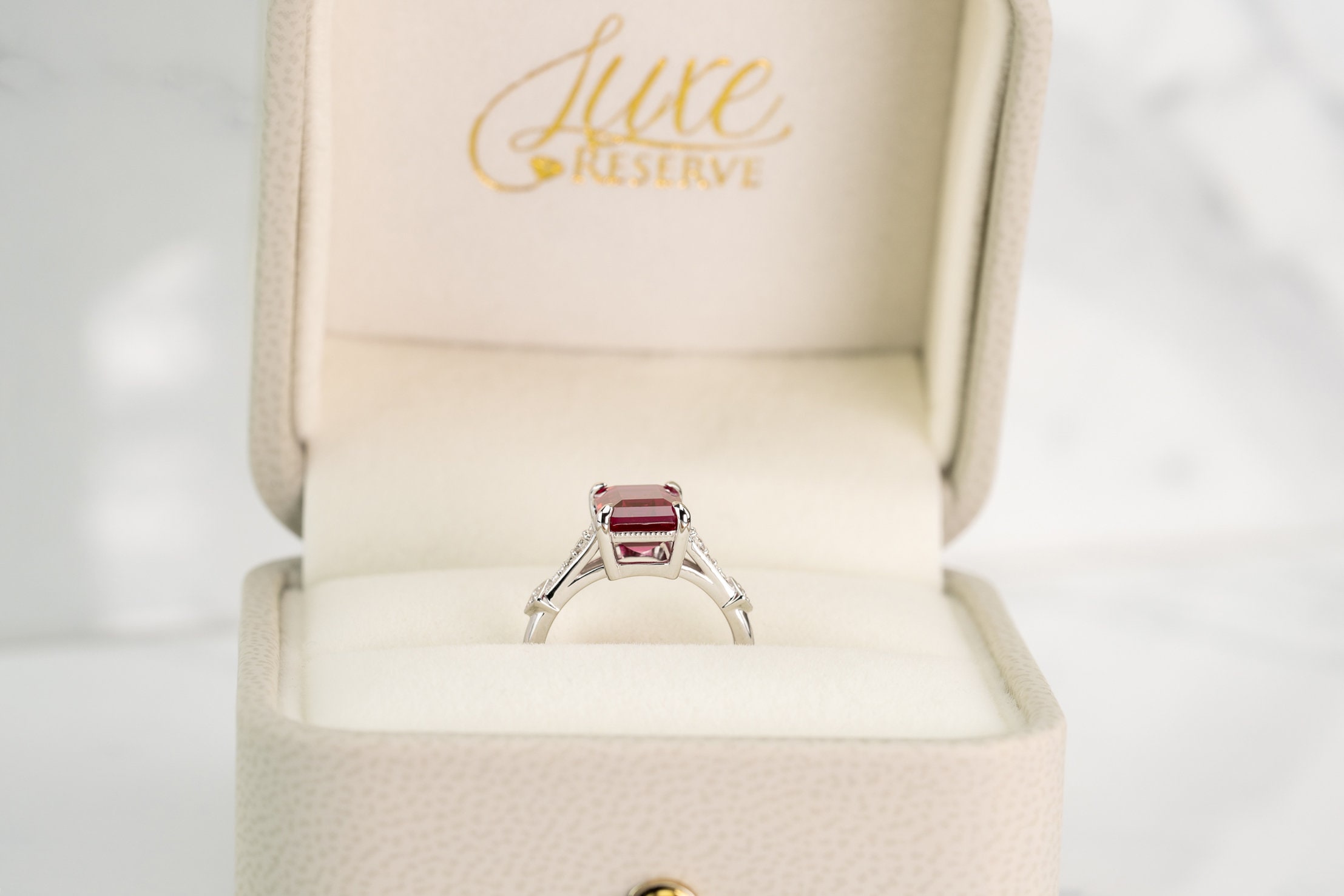 3ct Emerald Cut Ruby Ring With Diamonds Vintage Engagement - Etsy