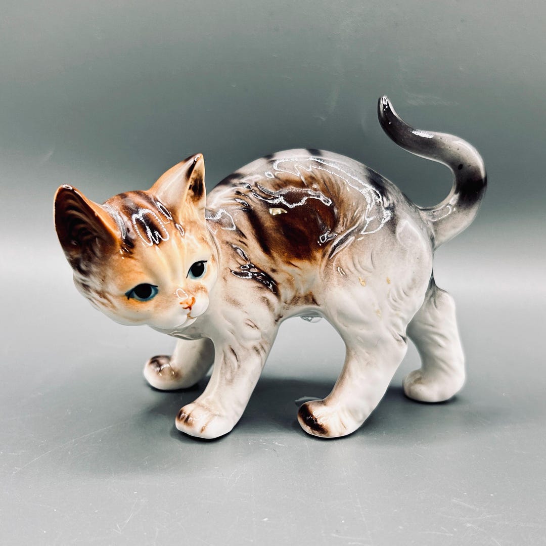 Vintage Bone China Tabby/calico Kitten Figurine | Sassy & Adorable - Etsy