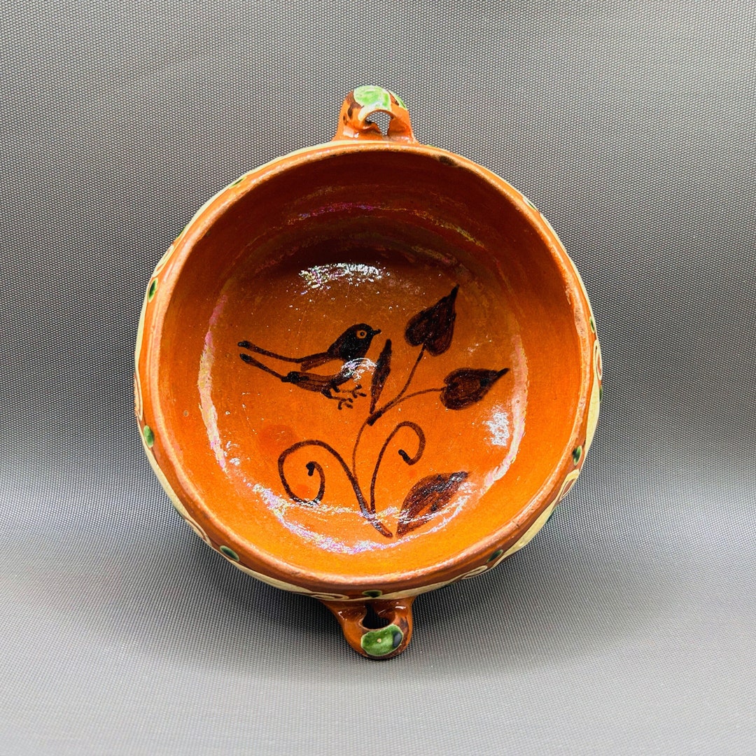 Vintage Tlaquepaque Old Mexican Pottery Bowl Beautiful Bird Redware - Etsy