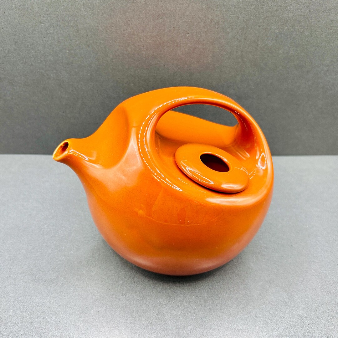 Super Rare Vintage Mod Teapot Burnt Orange Unique Handle and Spout ...