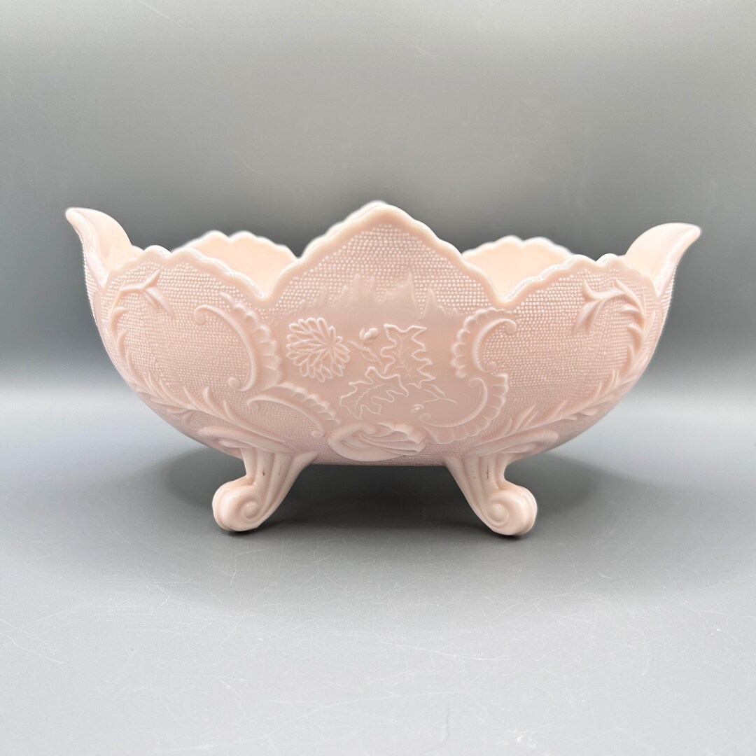Vintage Jeanette Glass Shell Pink Milk Glass Console Bowl Elegant - Etsy