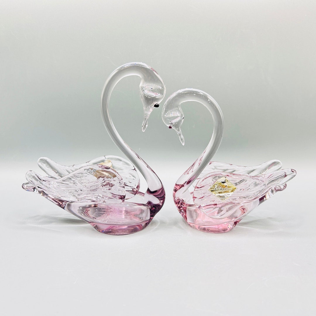 Rare Vintage Altaglass Swan Figurine Pair Pale Pink and Purple - Etsy