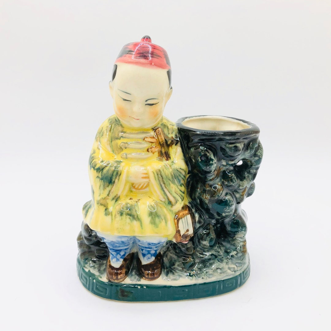 Vintage Oriental Boy Planter Hand Painted - Etsy