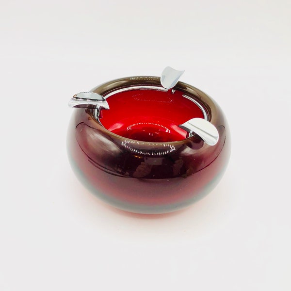 Red Glass Ashtray - Etsy