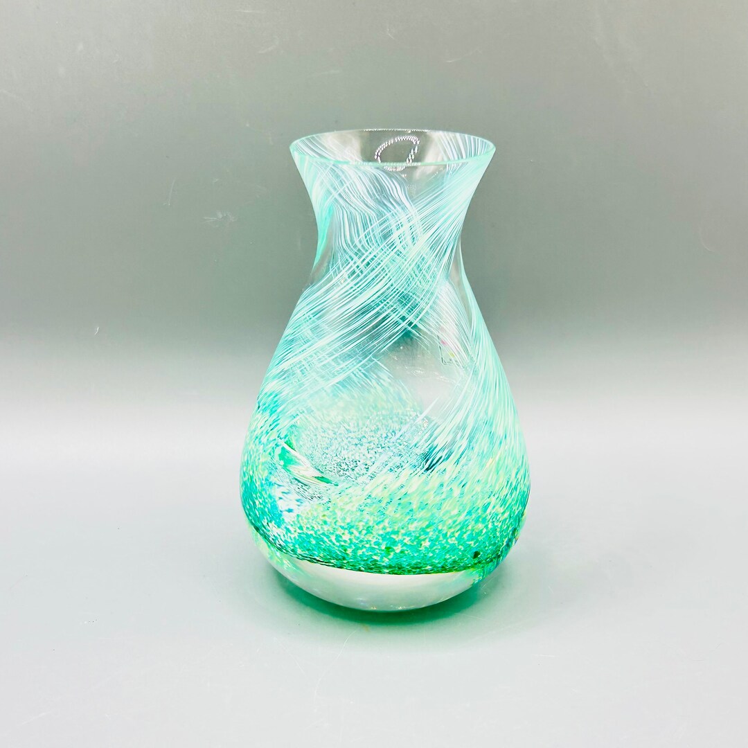 Caithness Glass Scotland Green Art Glass Bud Vase | Swirls of Green ...