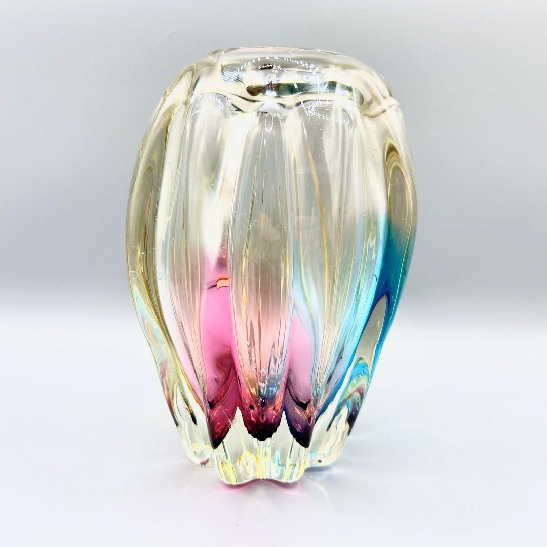 Sanyu Glassworks Narumi Fantasy Vase Radiant Rainbow Hand Blown Glass ...