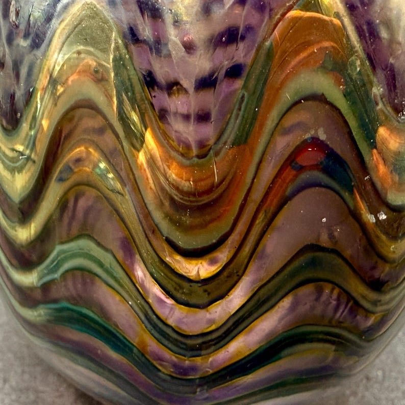 Vintage Robert Held Iridescent Art Glass Vase | Canadian | Swirl in ...