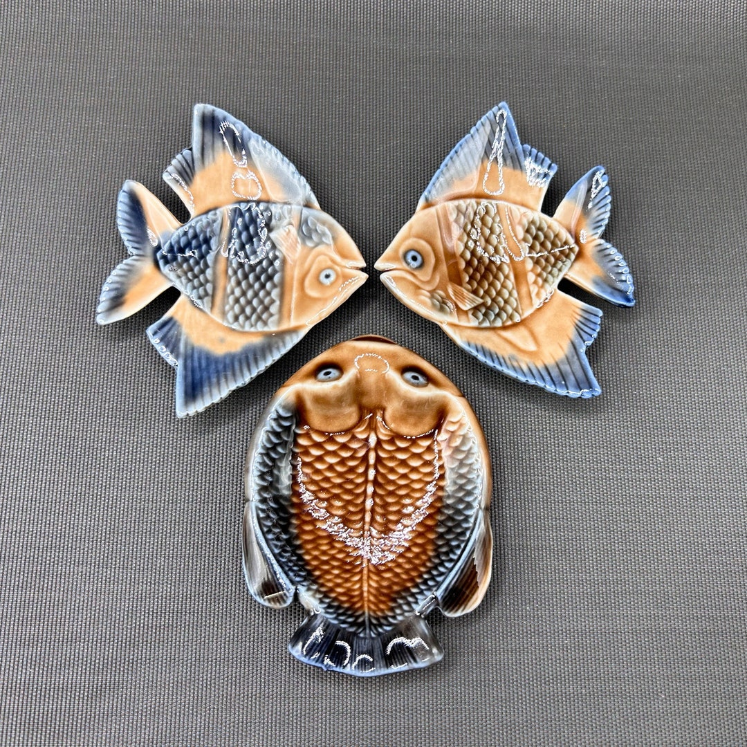Wade England Porcelain Fish Trio Two Angels and a Rare Bloater Perfect ...