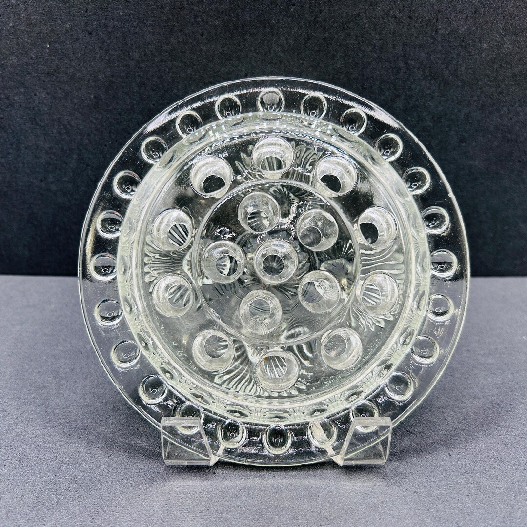 Antique EAPG Nugget Pattern Bowl With Flower Frog Diamond Glass Company ...