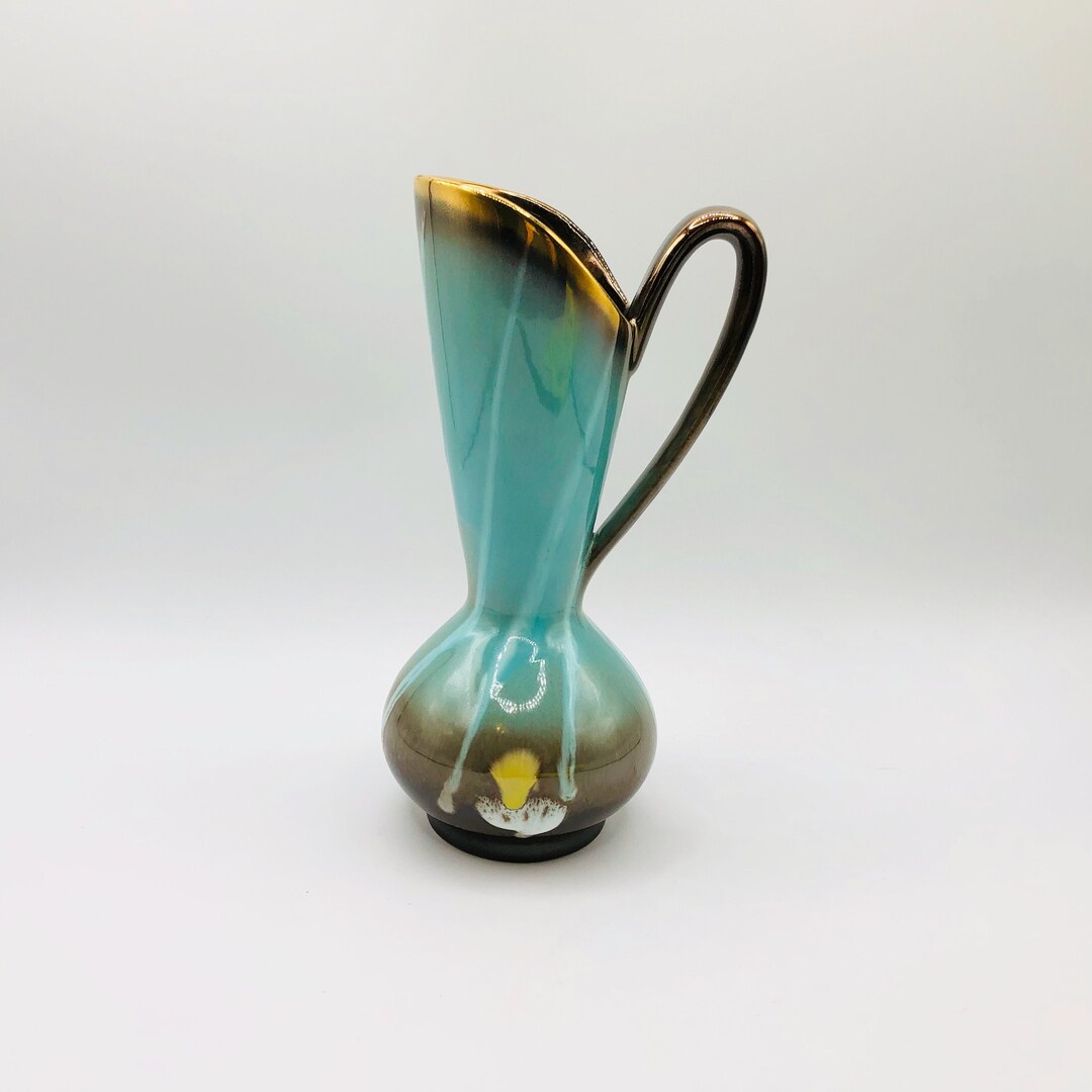Vintage Mid-century West German Drip-glaze Pitcher Mid Century Modern ...