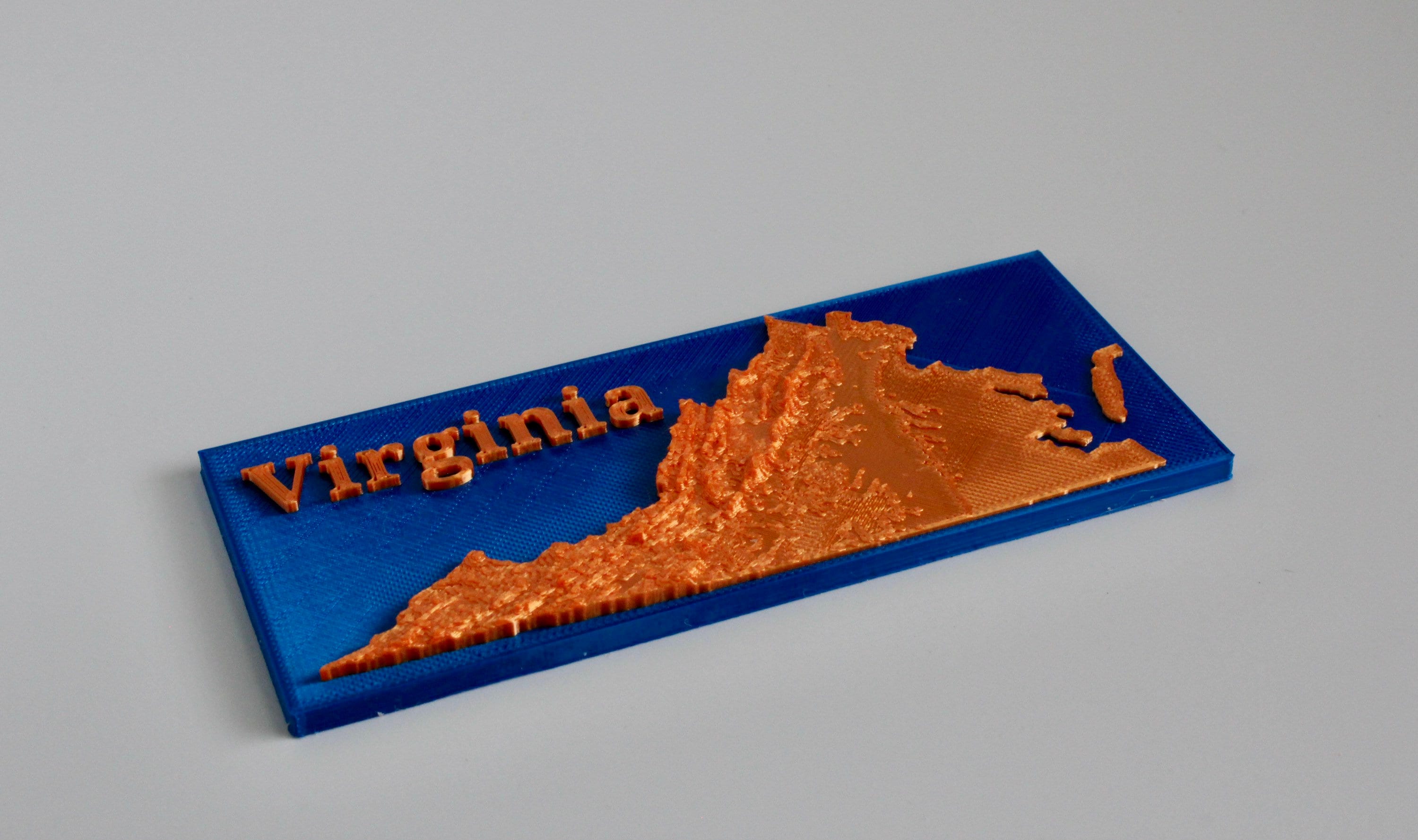 Virginia State 3D Printed Topographic Map Model College - Etsy