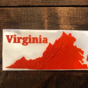Virginia State 3D Printed Topographic Map Model College University Gift ...